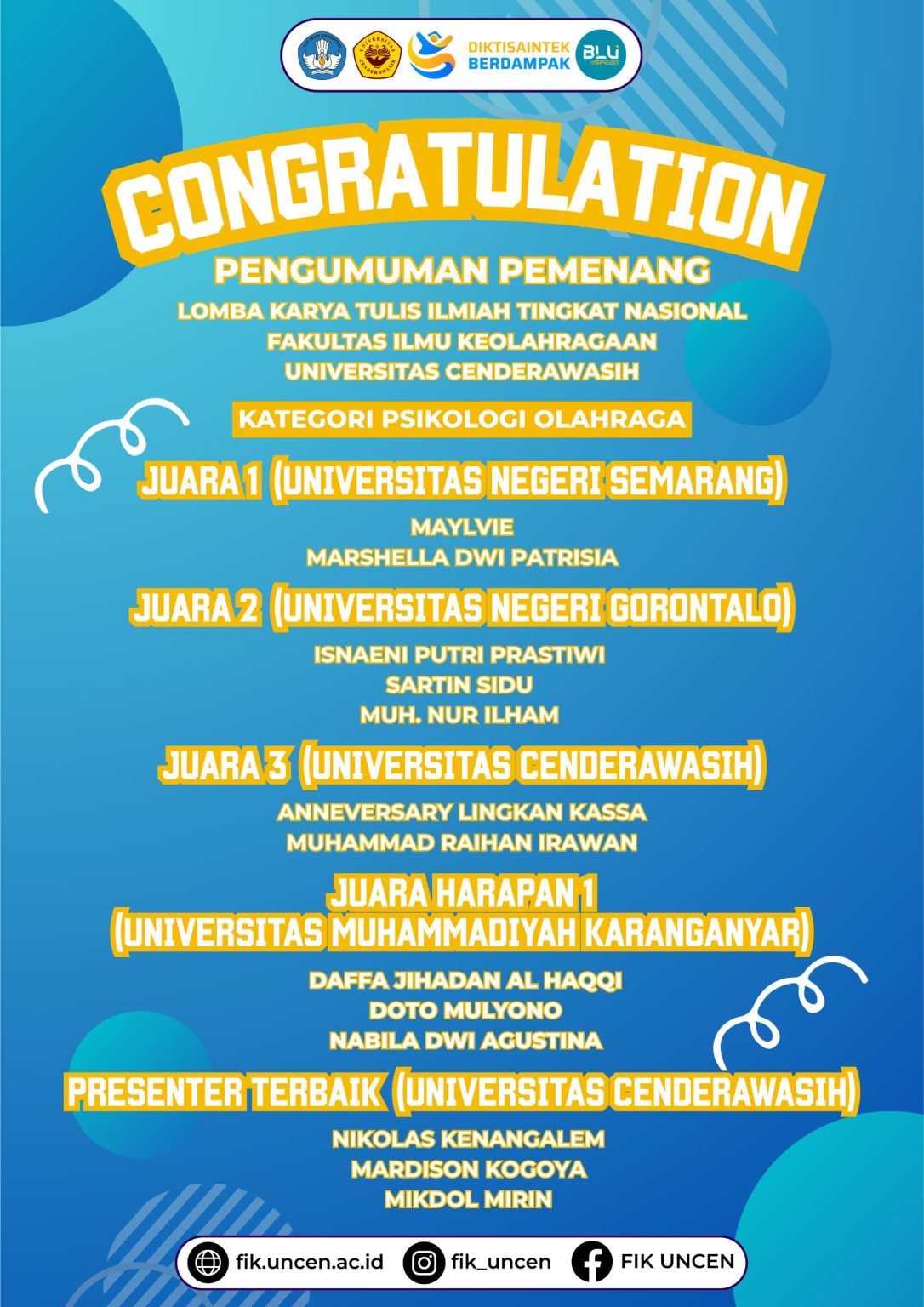 Pengumuman Pemenang Lomba Karya Tulis Ilmiah Mahasiswa Tingkat Nasional ...
